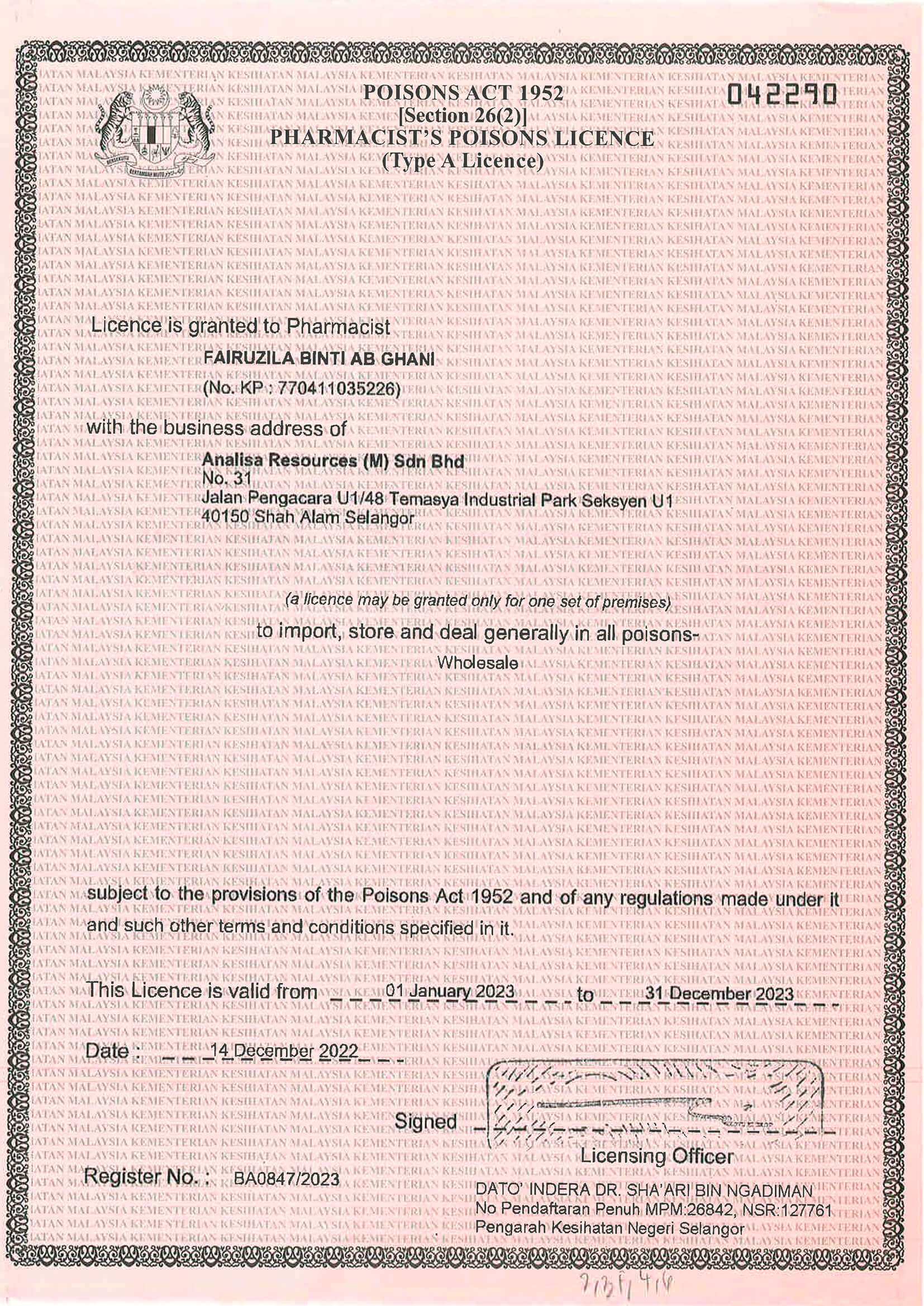 Certification - Everlife Analisa Resources